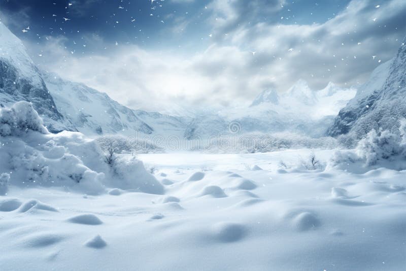 A Snow Covered Terrain Forms a Serene and Peaceful Winter Space Stock ...