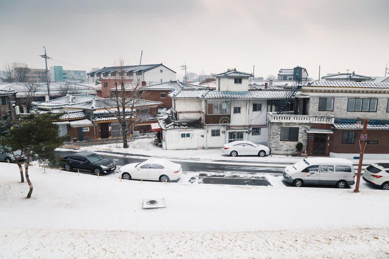 Snow Covered Town In Winter Stock Photo - Image of outside, cold: 17342840