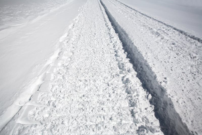 Snow Covered Track in Winter Stock Photo - Image of tire, track: 4695076