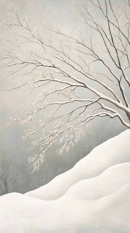 Snow-covered Tree Branches in a Winter Landscape, Serene and Peaceful ...