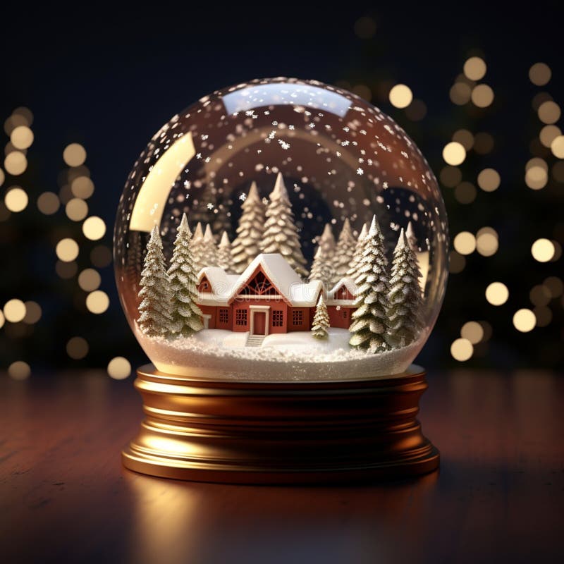 Snow Covered Tree Glows with Christmas Lights Generated by AI Stock ...