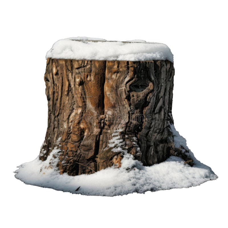 A Snow-Covered Tree Stump in the Winter Stock Photo - Illustration of ...