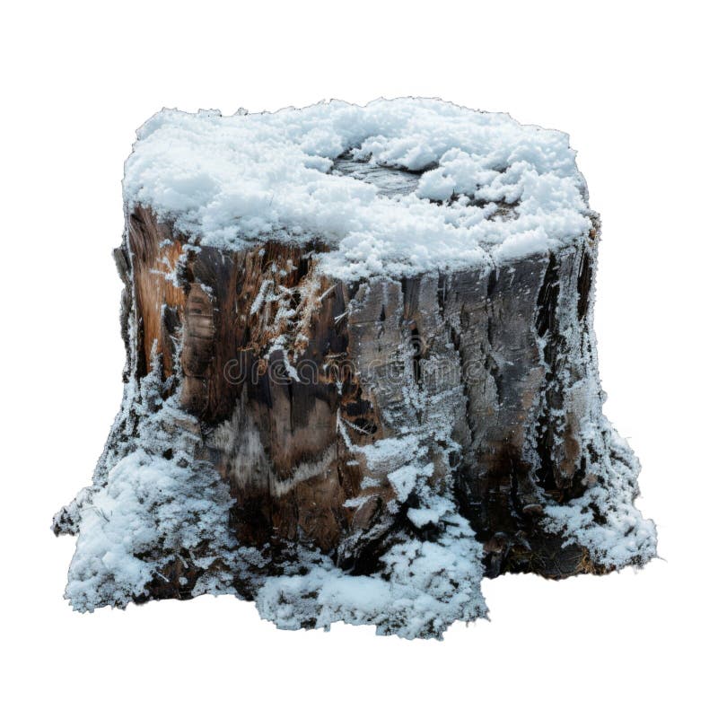 A Snow-Covered Tree Stump in the Winter Stock Photo - Illustration of ...