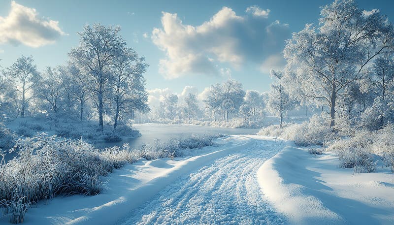 Snow Covered Tree in Winter Forest, Beauty in Nature Generated by AI ...