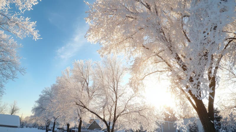 Snow-covered Trees Surround a Park Bench Nestled Under a Large Tree ...