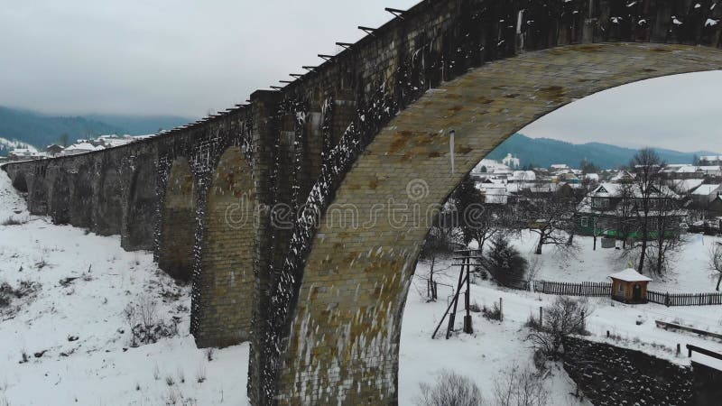Snow Covered Viaduct Top View.4k Stock Video - Video of bridge, antique ...