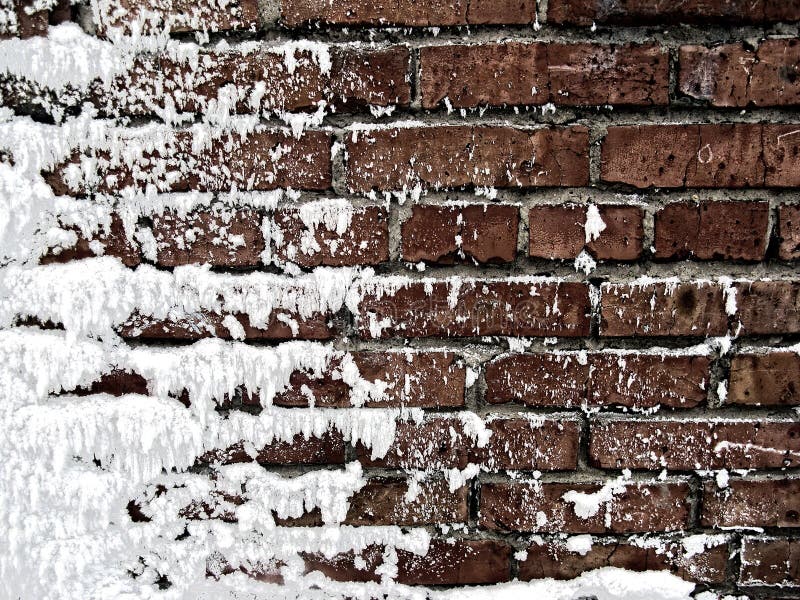 Frozen Brick Wall Covered with Snow Stock Image - Image of rectangle ...