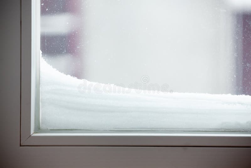 Snow Covered Window in a House after Heavy Snowfall Stock Photo - Image ...