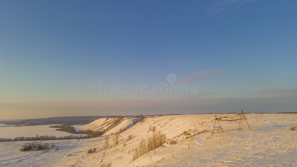 Snow-covered Winter Fields in the Cold in the Sun Stock Image - Image ...