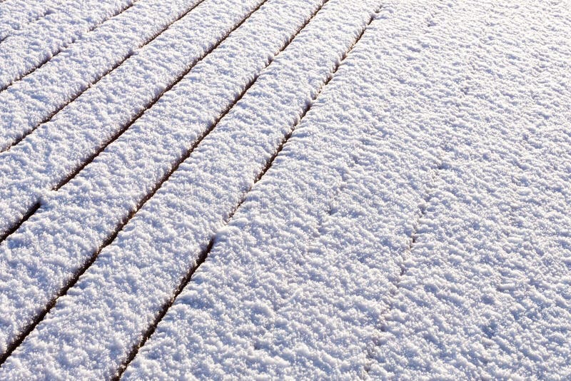 Snow Covered Wood Terrace Floor Stock Photo - Image of terrace, frost ...