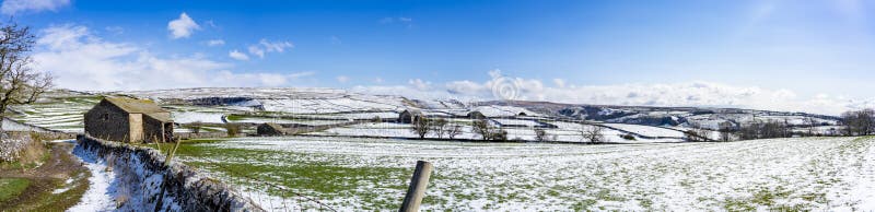 Snow Covered Yorkshire Dales National Park Winter Panorama Stock Image ...