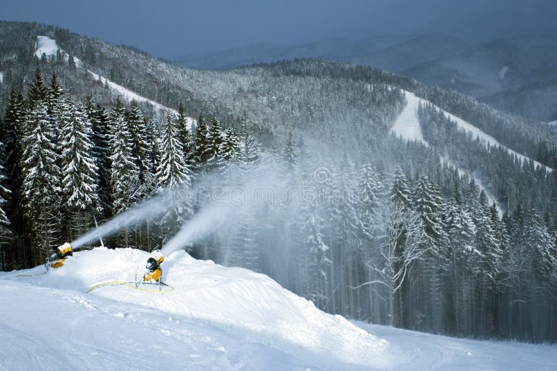 Snow Creation on a Hillside Stock Photo - Image of type, resort: 22936396