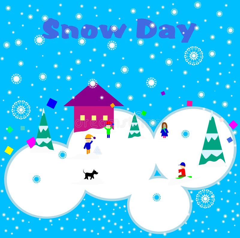Snow Day/No School stock vector. Illustration of cold - 66424320