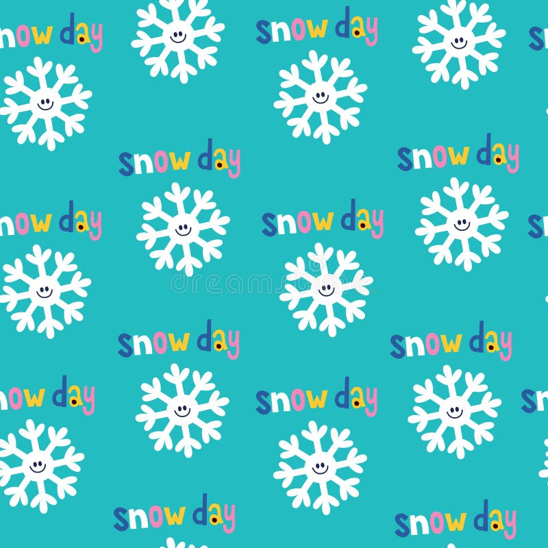 Snow Day Snowflakes Seamless Pattern Stock Vector - Illustration of ...