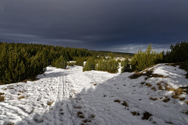 Snow on the dirt road stock image. Image of road, europe - 91987159