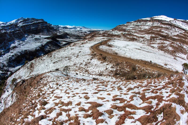 Snow Dirt Road Mountain Pass Stock Photo - Image of pass, road: 26043590