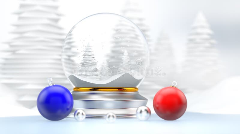 Snow Dome Winter Landscape 3D Stock Illustration - Illustration of dome ...