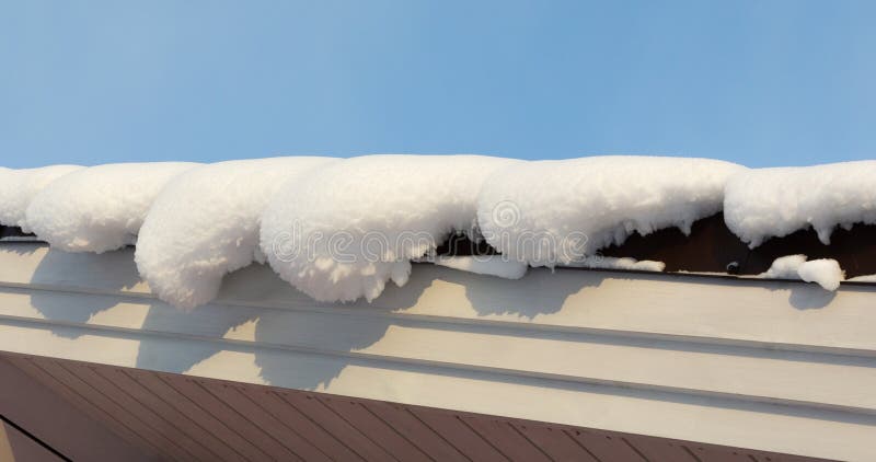 Snow Drift on Roof and Blue Sky. Stock Image - Image of roof, frost ...