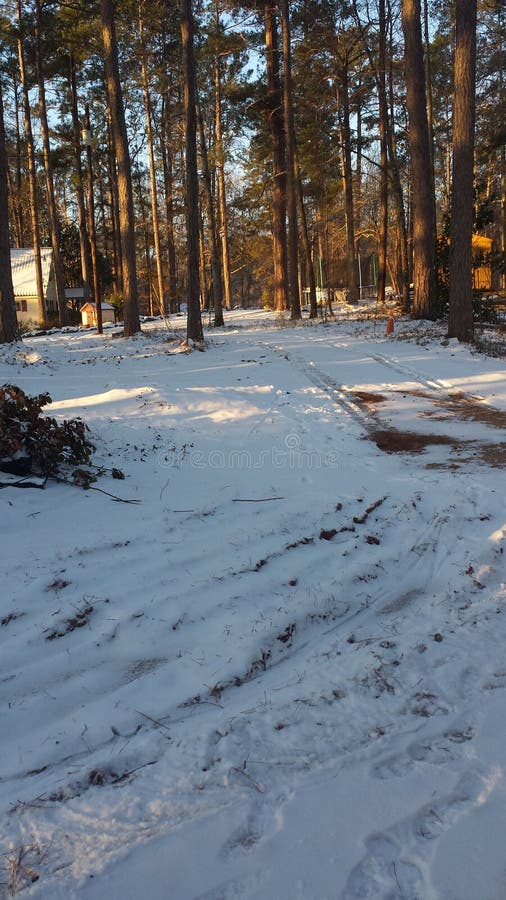 Snow in the driveway stock photo. Image of driveway - 107888786