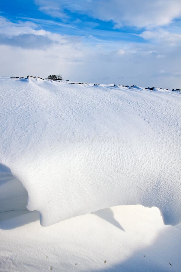 Snow dune in a ditch stock image. Image of blue, snowing - 12310251