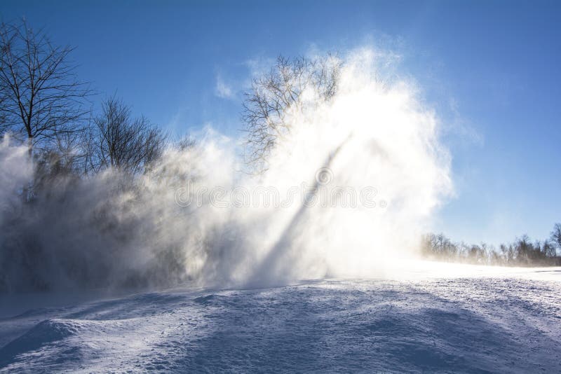 Snow Dust and Blue Sky Background Stock Image - Image of view, pile ...