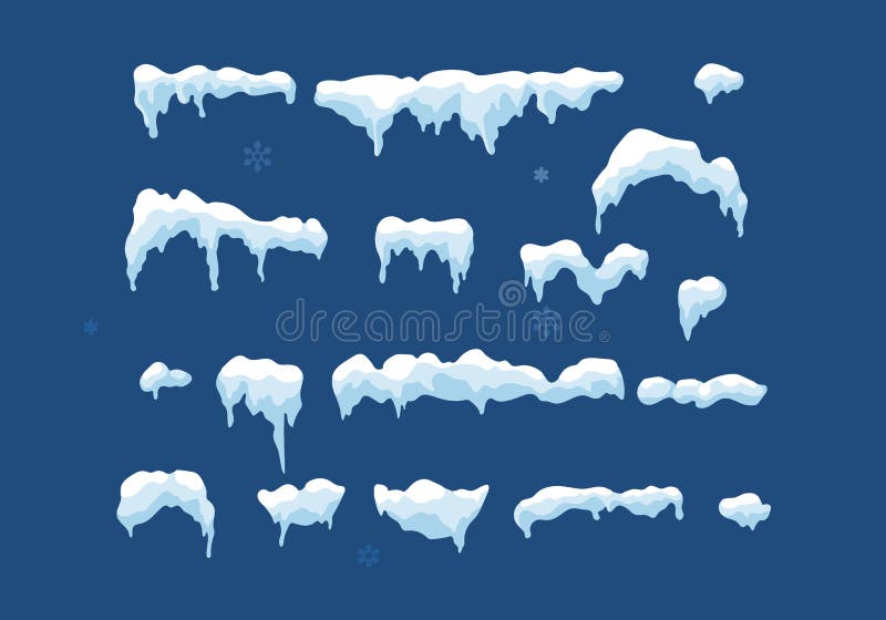 Ice Caps Set. Snowdrifts, Icicles, Elements Winter Decor Stock Vector ...