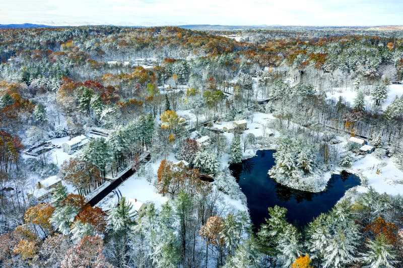 Snow and fall foliage stock photo. Image of foliage - 295892338