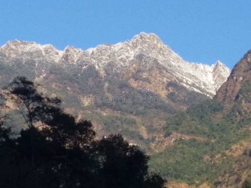 Snow fall at mountain stock image. Image of mountain - 169146597