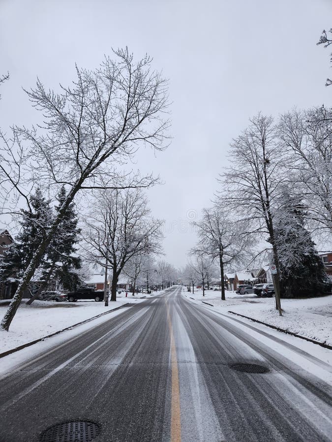 Snow Fall Street stock image. Image of frost, snow, infrastructure ...