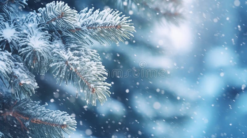 Snow Fall in Winter Forest. Christmas New Year Magic Stock Illustration ...