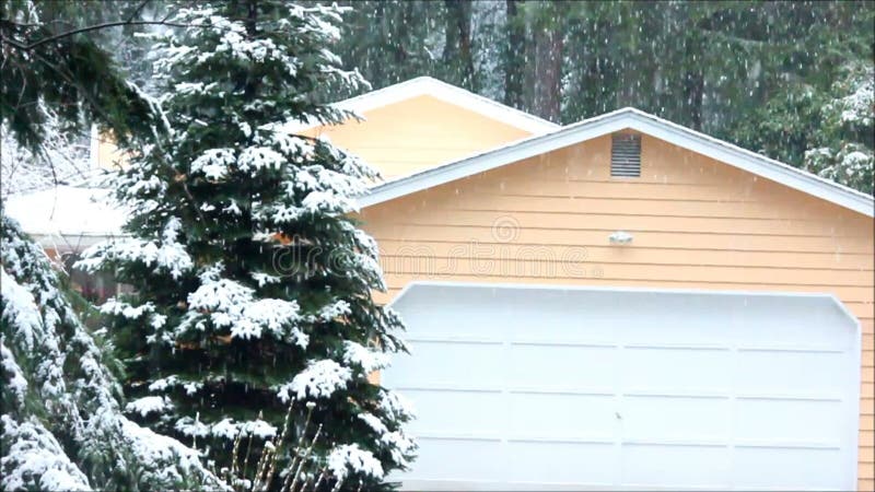 Snow Falling on a House in the Forest Stock Video - Video of cold ...