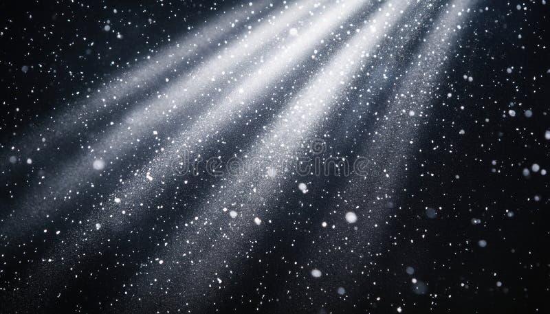 Snow Falling on Black Background with Spotlights Creating Abstract ...