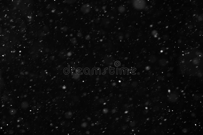 Snow Falling on Black Background Stock Image - Image of snow, rain ...