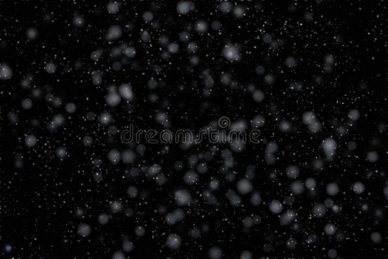 Snow Falling from Black Night Sky, Blurred Snowflakes Stock Photo ...