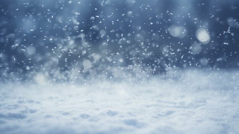 Snow Falling on a Blue Background, AI Stock Illustration - Illustration ...