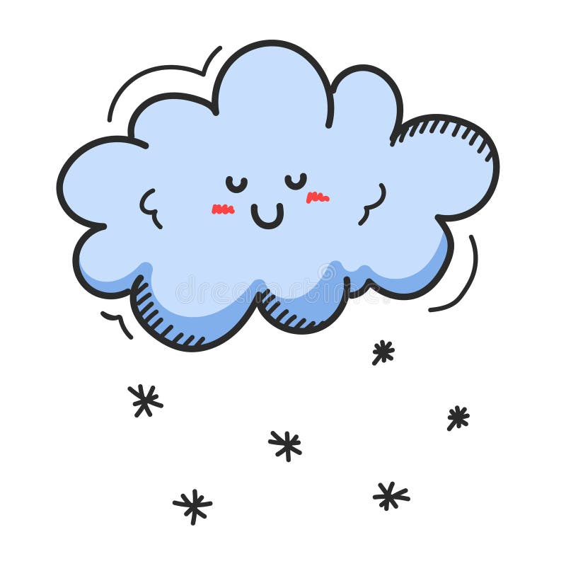 Snow Falling from the Cloud Doodle Icon Stock Vector - Illustration of ...