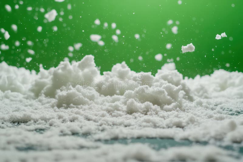 Snow Falling on Green Screen, Snowfall Effect on Chromakey, Copy Space ...