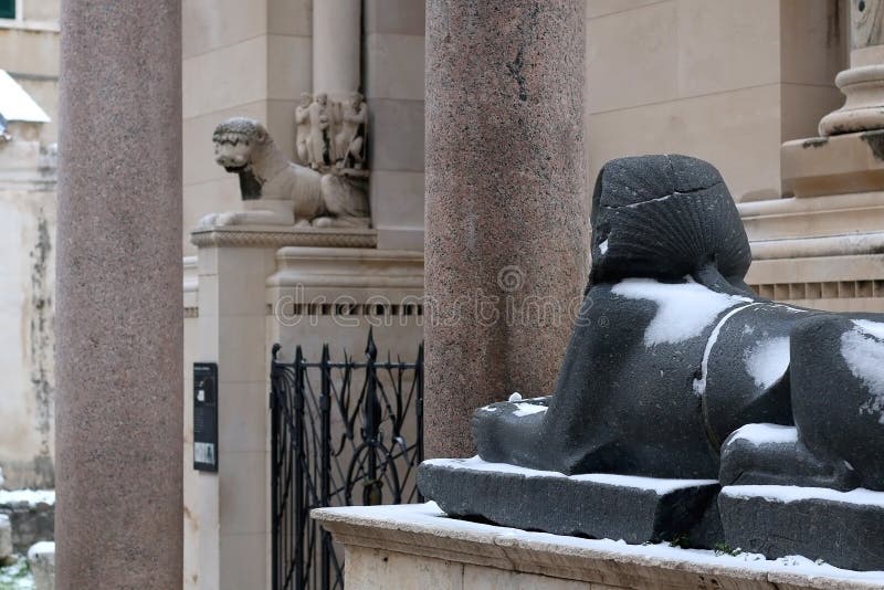 Snow in Split, Croatia stock photo. Image of outside - 168714992