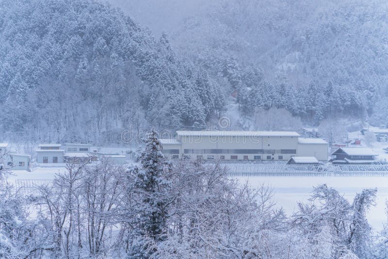 Snow Falling in Winter at Gifu Chubu Japan Stock Image - Image of ...
