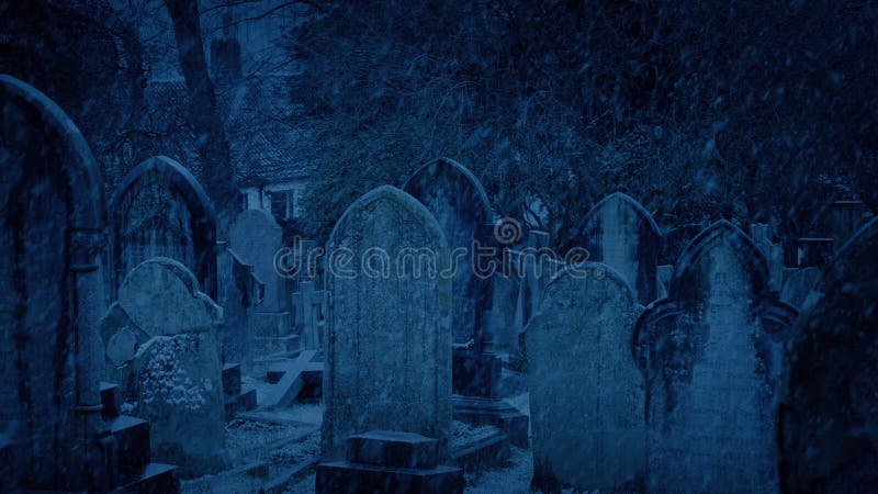 Snow Falls on Old Cemetery in the Evening Stock Video - Video of stone ...