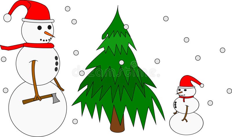 Snow-Family Cutting Tree Illustration Stock Vector - Illustration of ...