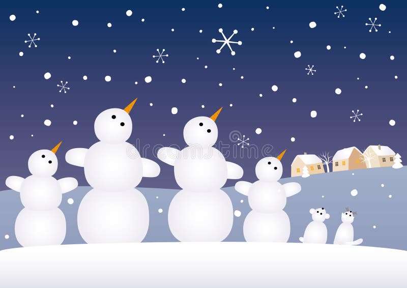 Snow family stock vector. Illustration of hill, outdoors - 65803408