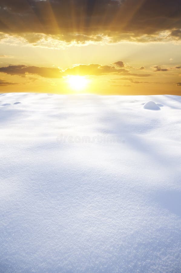 Snow field on sunset stock photo. Image of weather, sunlight - 23716522