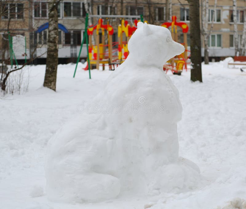 Snow Figure in the Courtyard of a Residential Building Stock Image ...