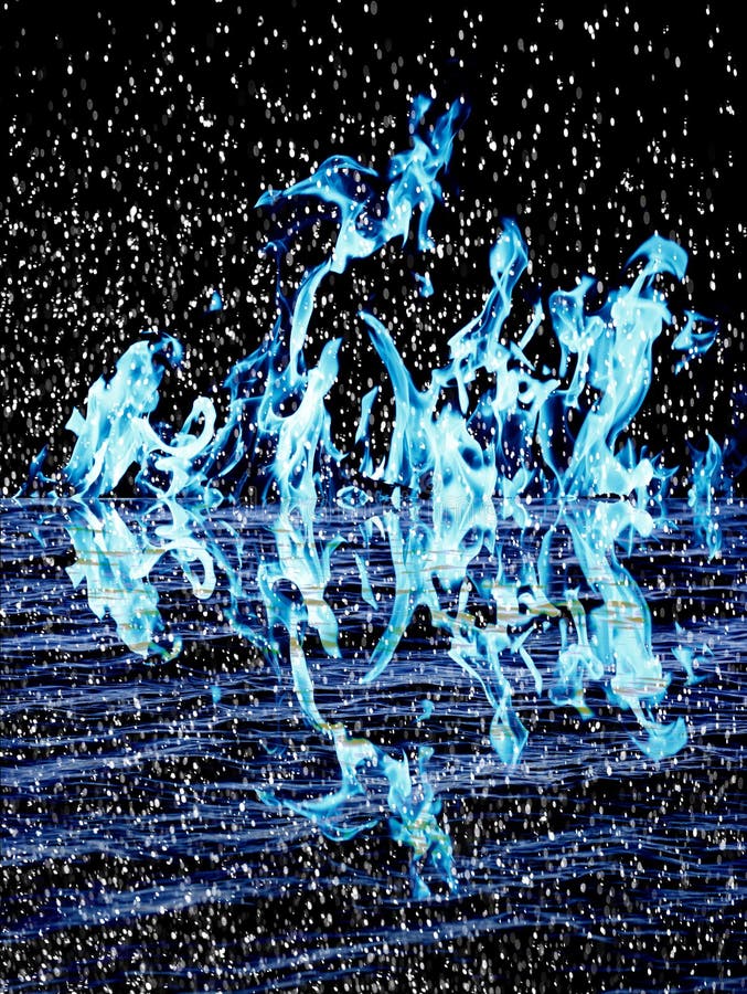 Snow on the Fire Background with Reflection on Water Stock Image ...