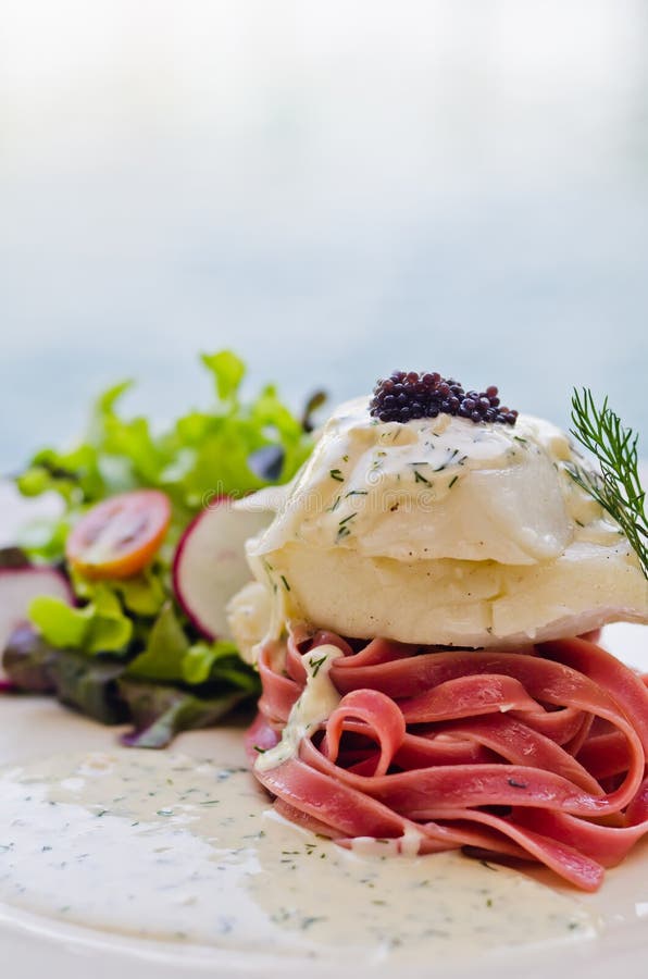 Snow Fish Steak with Caviar Topping Stock Photo - Image of cuisine ...