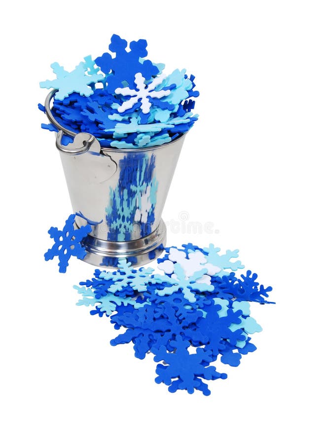 Snow Flake Filled Ice Bucket Stock Image - Image of overflow, blue: 9934731