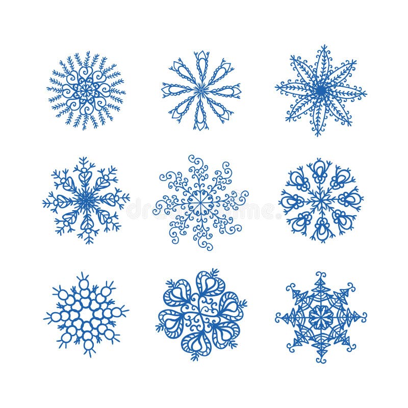 Snow flake set stock illustration. Illustration of frozen - 83323197
