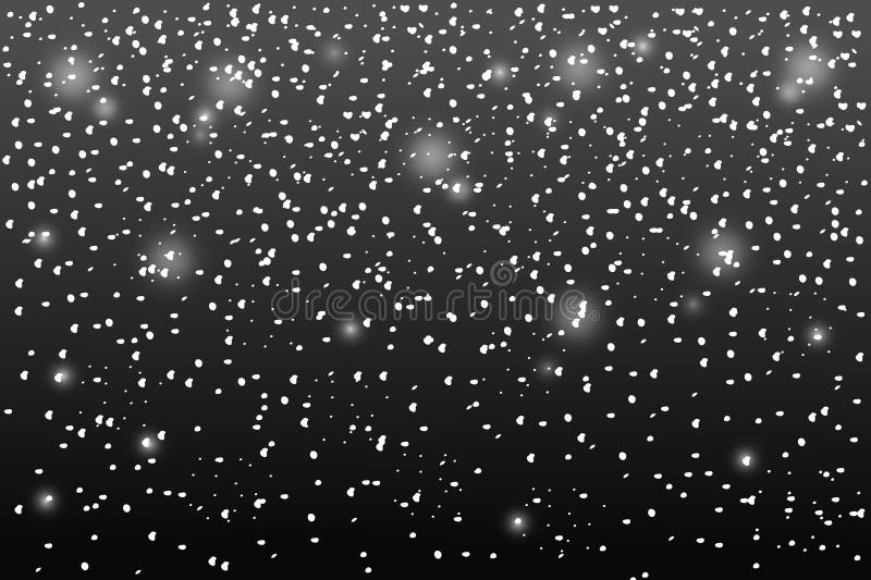 Snow Flakes Falling on Black Background. Vector Illustration of Night ...