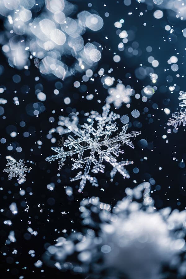 Snow Flakes Falling from the Sky, Perfect for Winter Themes Stock Image ...